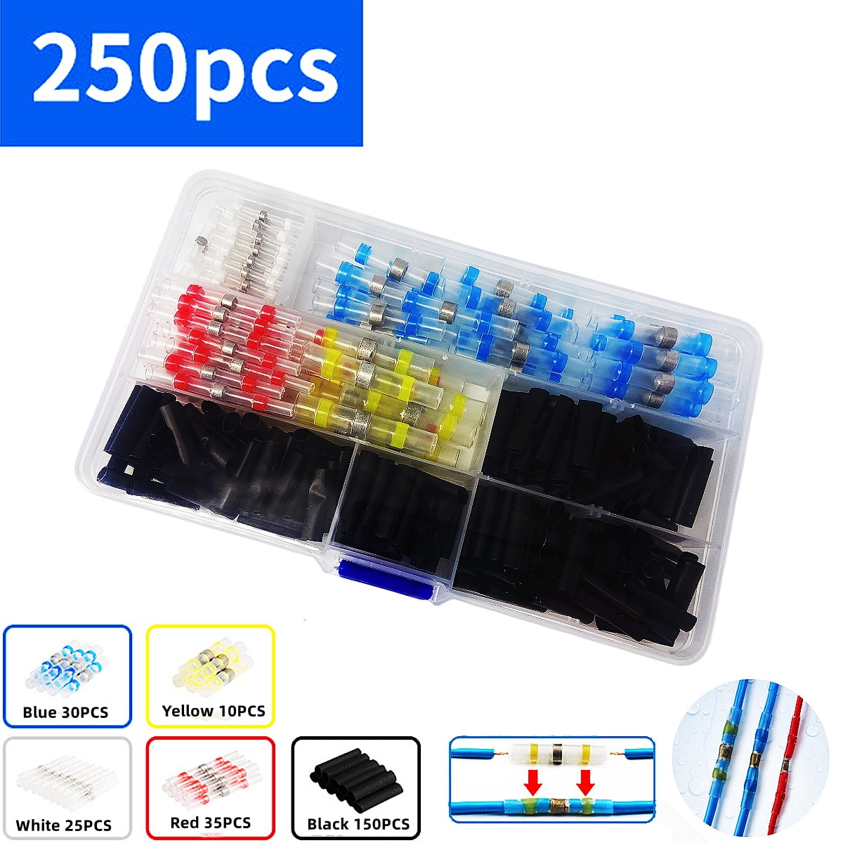 Solder Seal Wire Connectors Self Solder Heat Shrink Butt Connector Solder Insulated Electrical ...