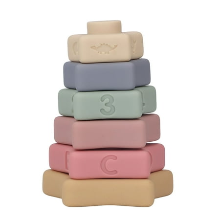 Stacking Circle Toy, Baby Soft Stacker Blocks Soft PVC 6 Colors ...