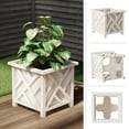 Pure Garden Outdoor Lattice Planter Box – 14.75-Inch Plant Pot, White ...