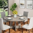 Tribesigns 47 Inch Round Dining Table, Grey Farmhouse Wood Kitchen ...