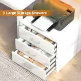 DreamCurship 67" Computer Desk with LED Light, White Desk with Drawers ...