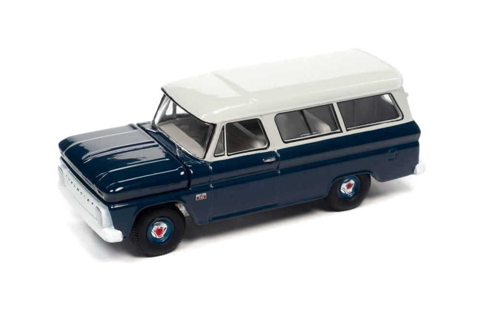 1966 Chevy Suburban, Dark Blue - Auto World AWSP091/24B - 1/64 scale ...