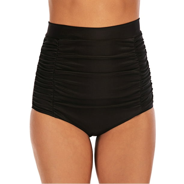 Lelinta Women Retro High Waisted Bikini Bottom Ruched Swim Short