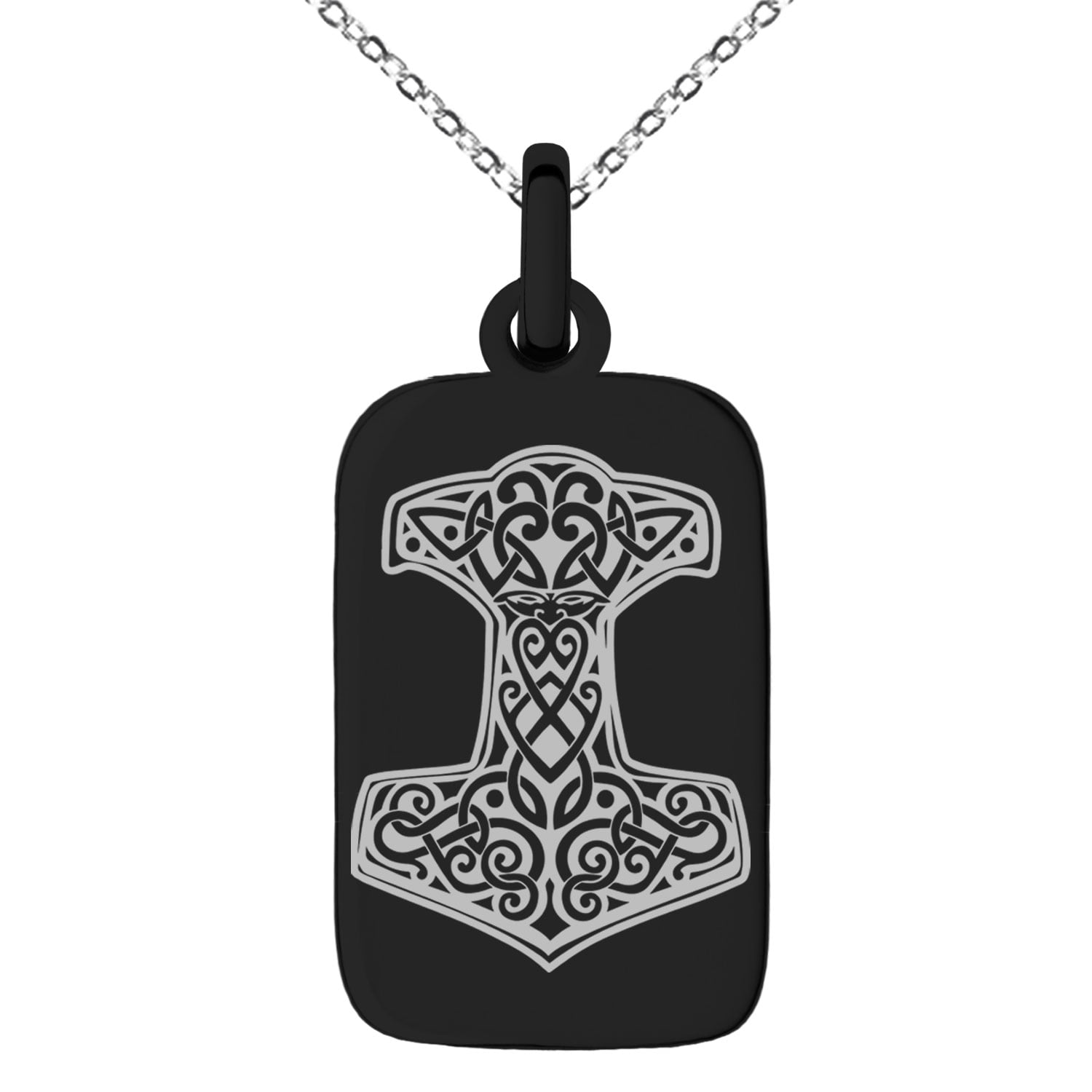 Stainless Steel Thor's Hammer Mjolnir Knot Viking Norse Engraved Small ...