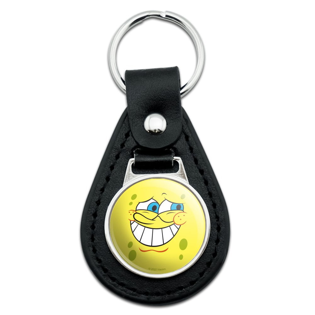 Black Leather SpongeBob Guilty Face Keychain - Walmart.com