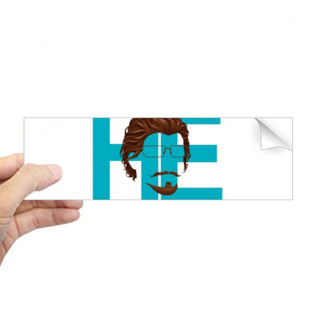 He Man Hair Beard Rectangle Bumper Sticker Notebook Window Decal ...
