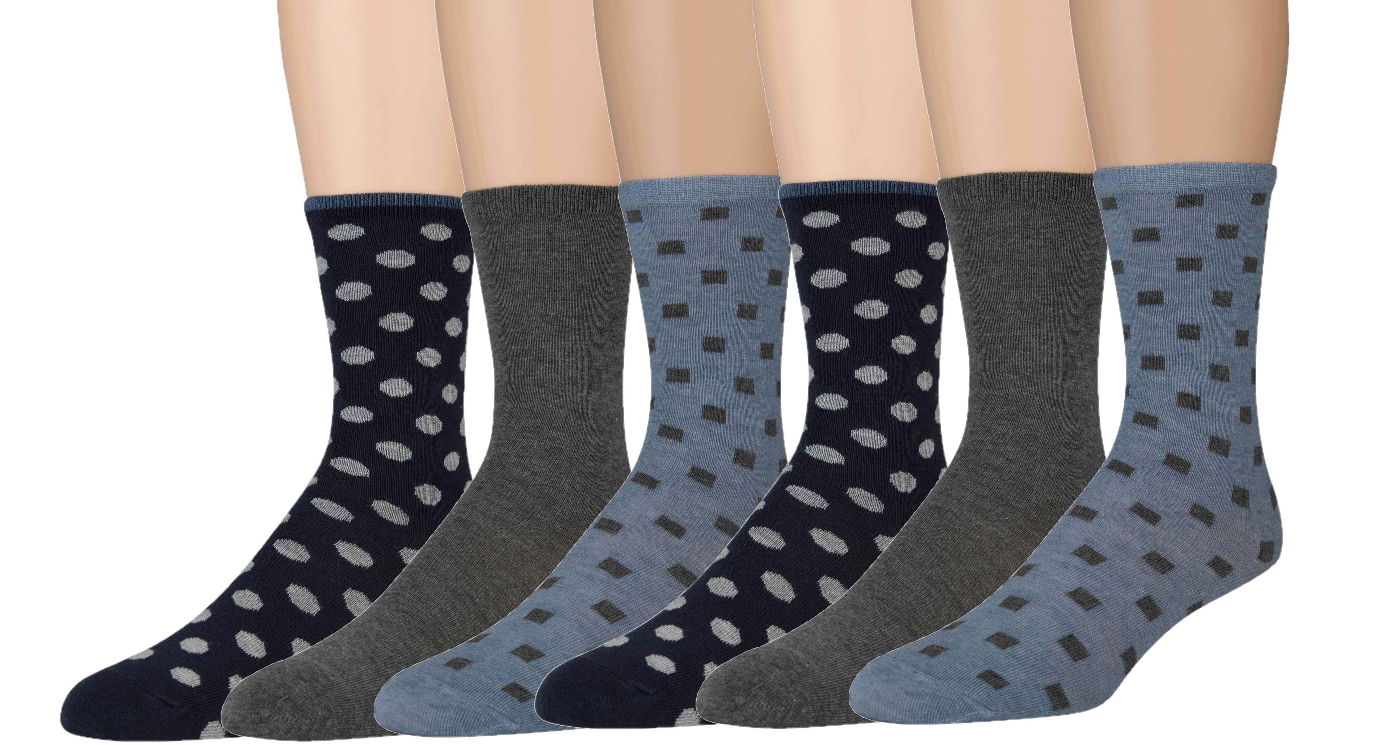 Sonoma Women's Dress Crew Socks - Solid and Patterned - 6 Pairs - Size ...
