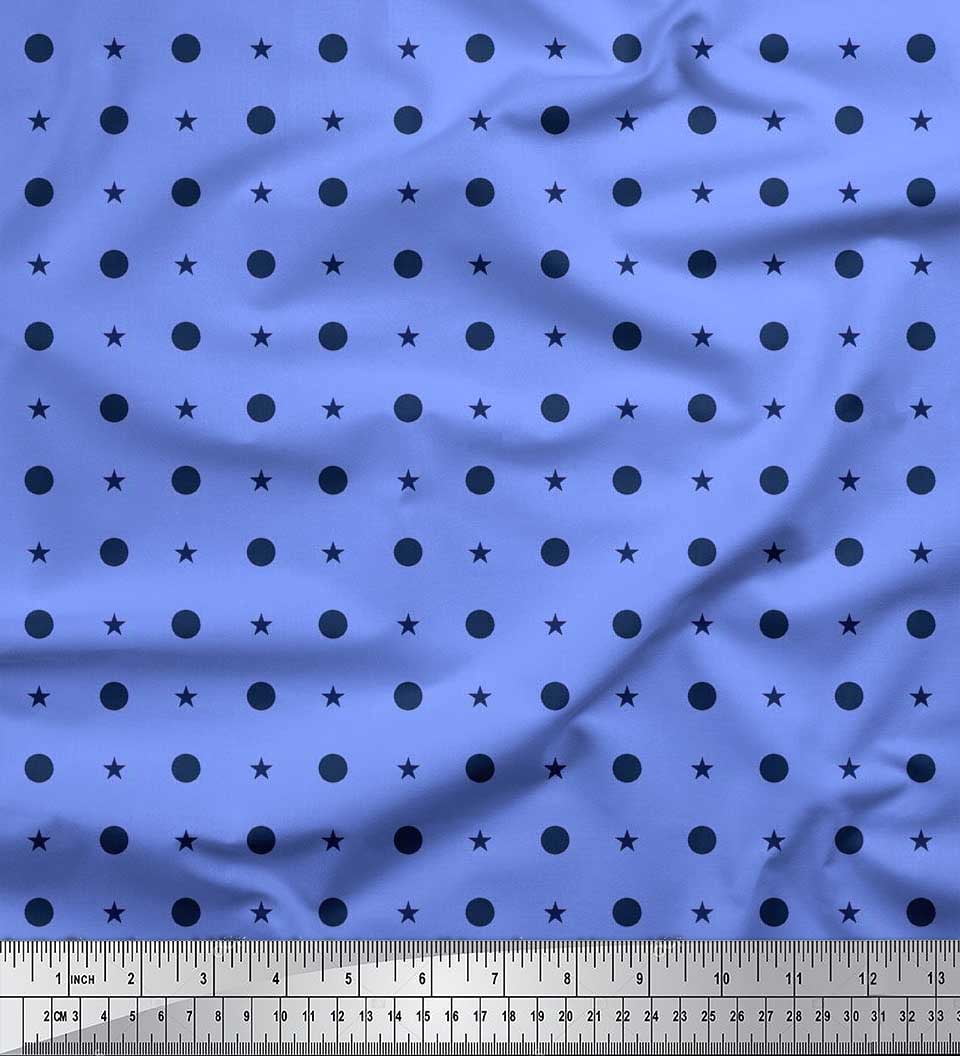Soimoi Cotton Voile Fabric Dots & Star Print Sewing Fabric Yard 42 Inch ...