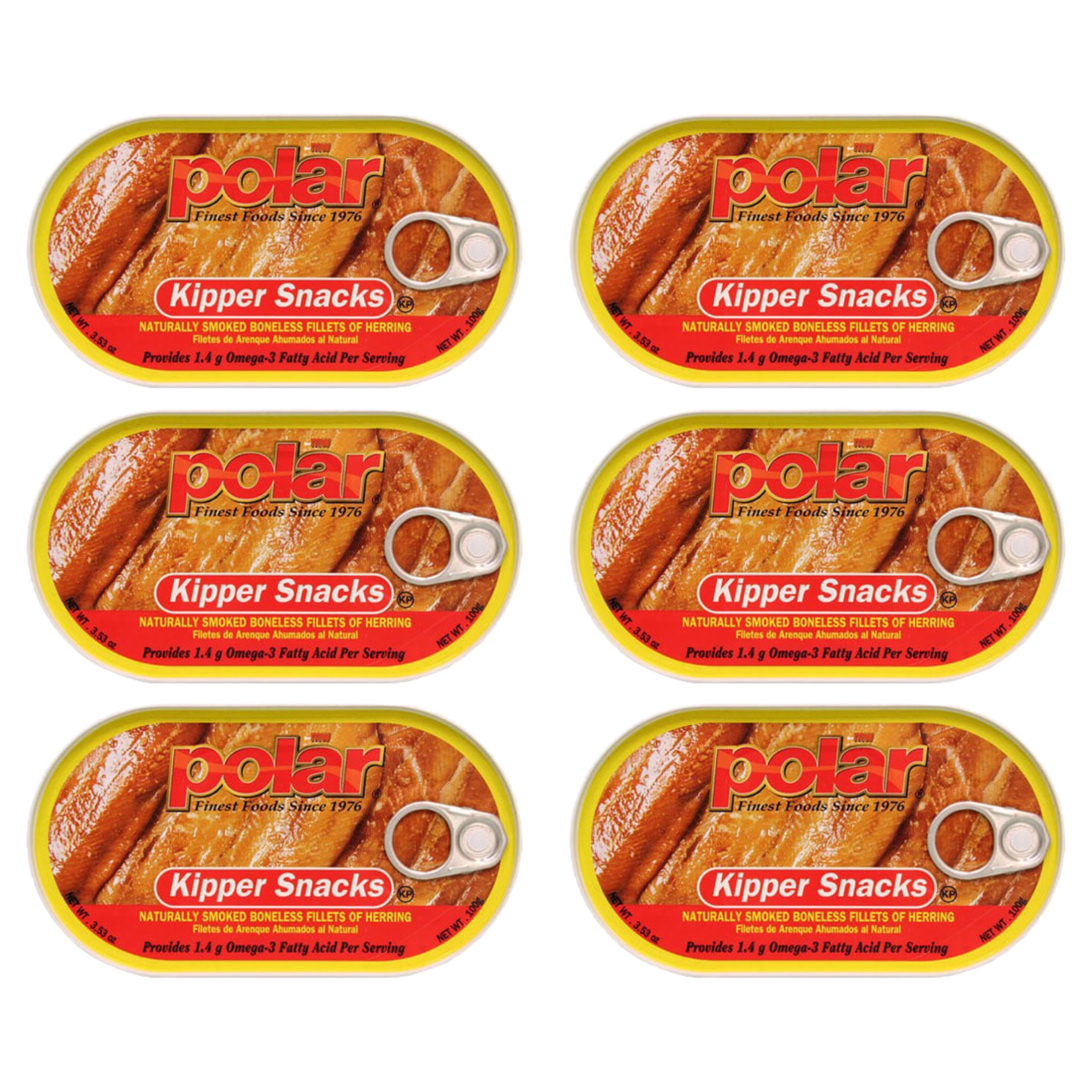 (6 pack) MW Polar Smoked Boneless Herring Kipper Snacks, 3.53 oz Can ...