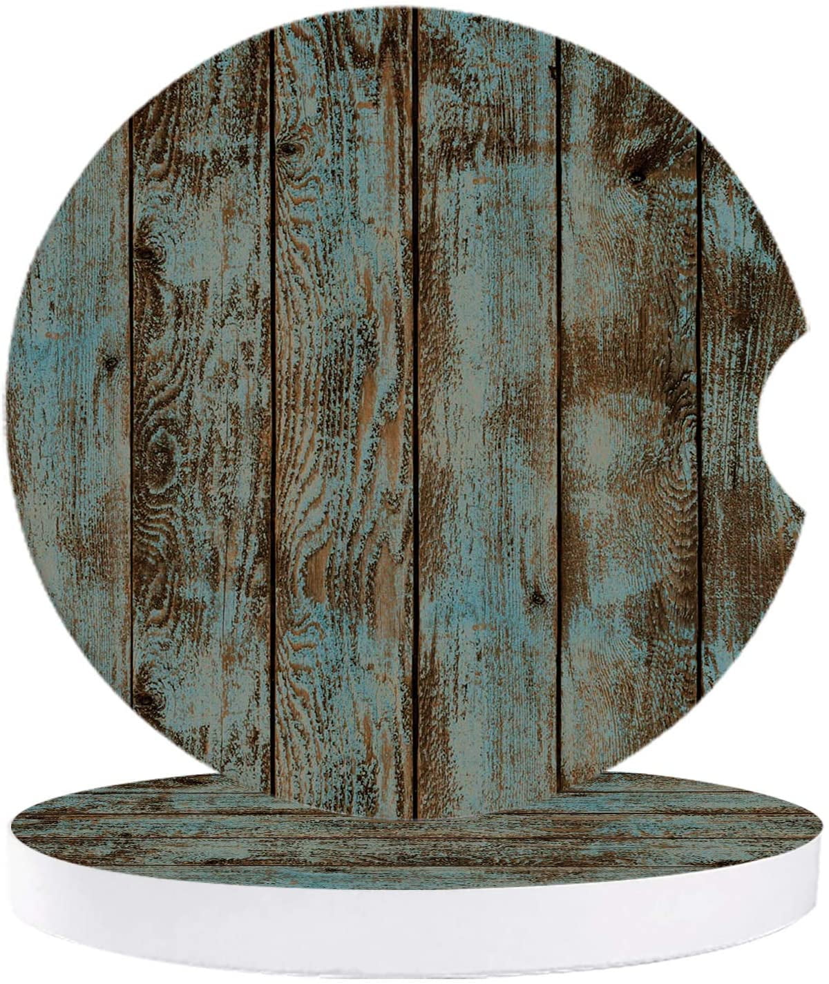 FMSHPON Rustic Teal Green Barn Wood Plank Set of 6 Car Coaster for ...