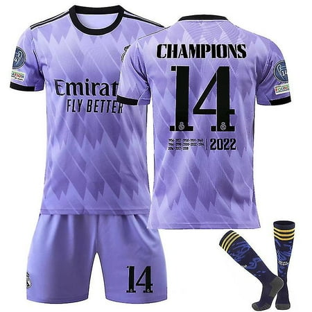 22-23 Real Madrid Away Purple No. 9 Benzema/14 Champions Commemorative ...