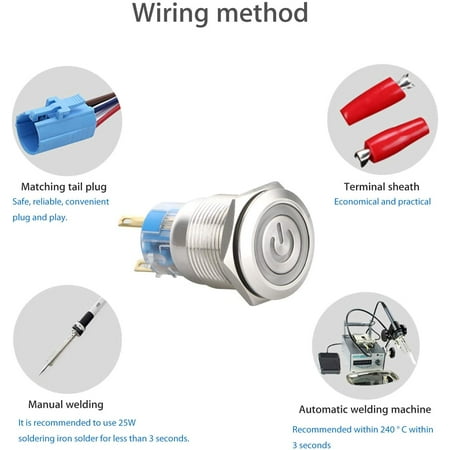 Dc 12v 19mm Metal Locking Push Button Switch, 4 Pin Car Rv Truck Boat ...