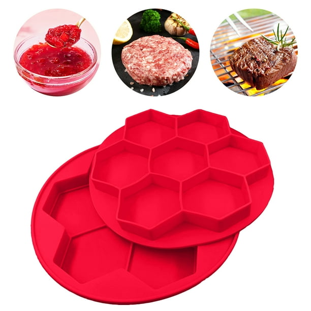 7 In 1 Silicone Mold Non-stick Food Grade Hexagonal Stuffed Burger Mold ...