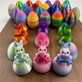 4PC 3D Printed Colorful Rabbit Table Ornament Animal Easter Bunny Home ...