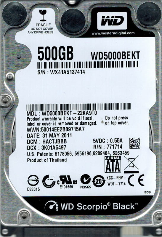 Western Digital WD5000BEKT-22KA9T0 500GB DCM: HACTJBBB - Walmart.com
