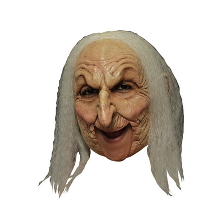 Old Witch Deluxe Latex Mask Evil Grandma Lady White Hair Sorceress Open ...