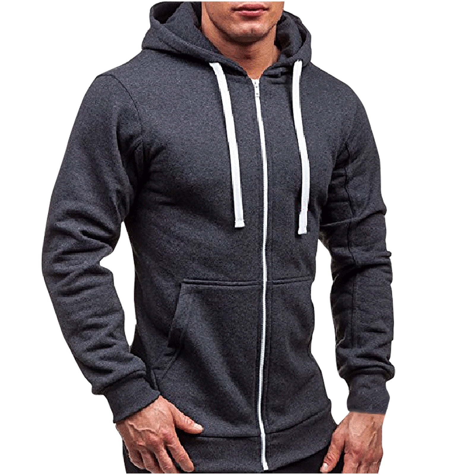 Click here for Aqestyerly Mens Zipper Hooded Sweater Solid Color... prices