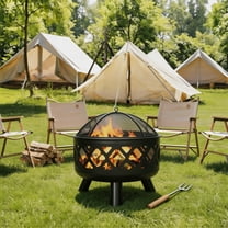 Red Mountain Valley 24" Wood Burning Fire Pit, Heavy-Duty Steel Cross ...