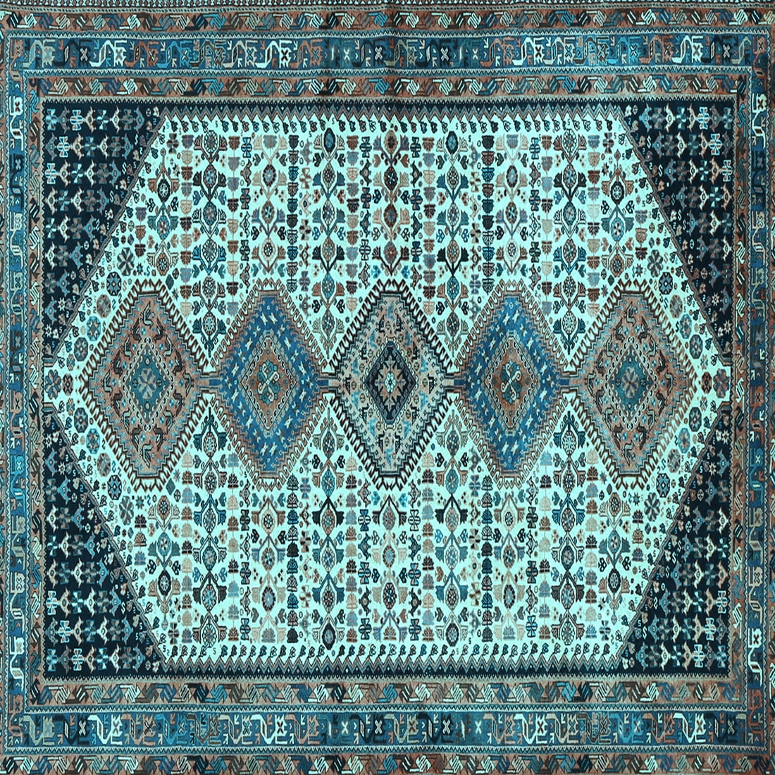 Ahgly Company Indoor Square Persian Light Blue Traditional Area Rugs, 5 ...