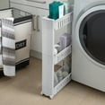 Simplify 3 Tier Slim Slide Out Storage Cart in White for Closets and ...