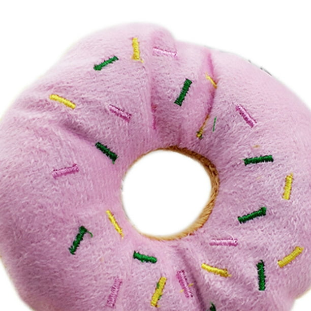 facefd Pet Donut Shape Plush Play Toys Pet Chew Squeaky Toy Dog Cat ...