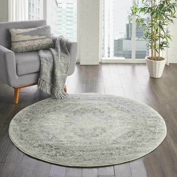Nourison Tranquil Persian Ivory/Grey 4' x round Area Rug, (4 Round ...
