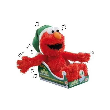 11" Sesame Street Red Plush Jingle Bell Christmas Elmo with Green Santa ...
