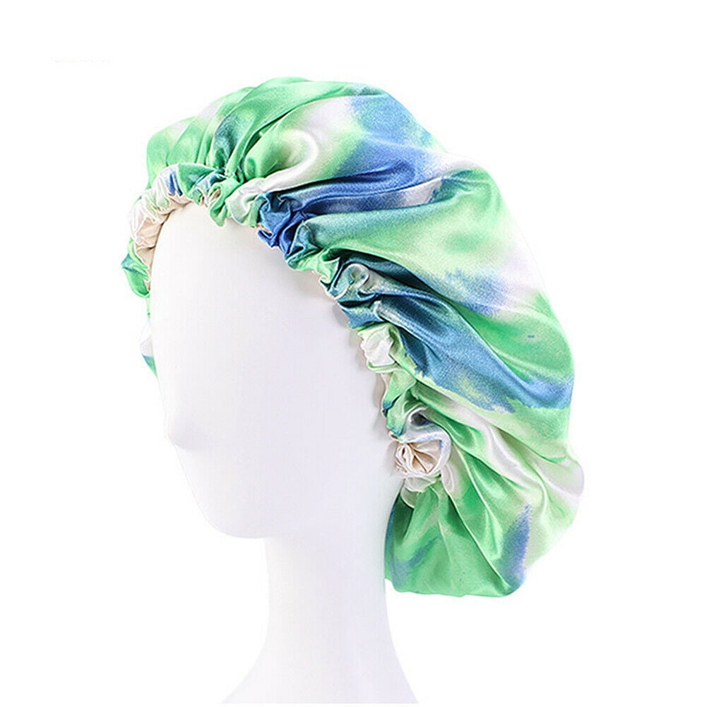 Double-sided Satin Night Sleep Cap Hair Bonnet Hat Head Cover w ...