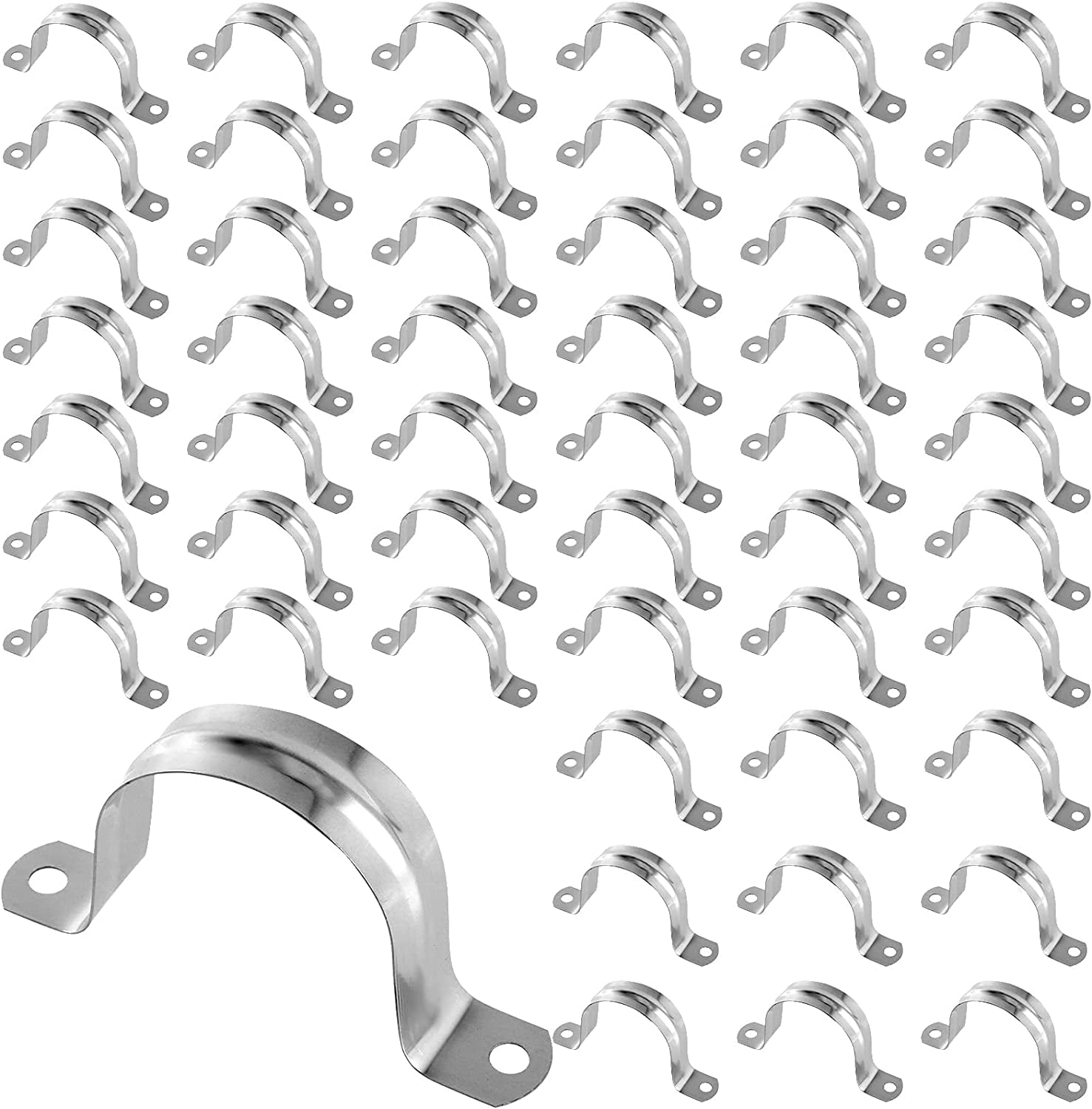 200 PCS 2 Inches M50 Rigid Pipe Strap, Two Hole Stainless Steel U ...