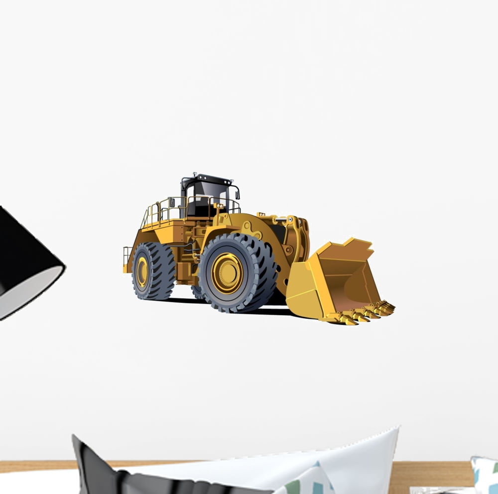 Yellow Bulldozer Construction Wall Decal Sticker, Wallmonkeys Peel ...