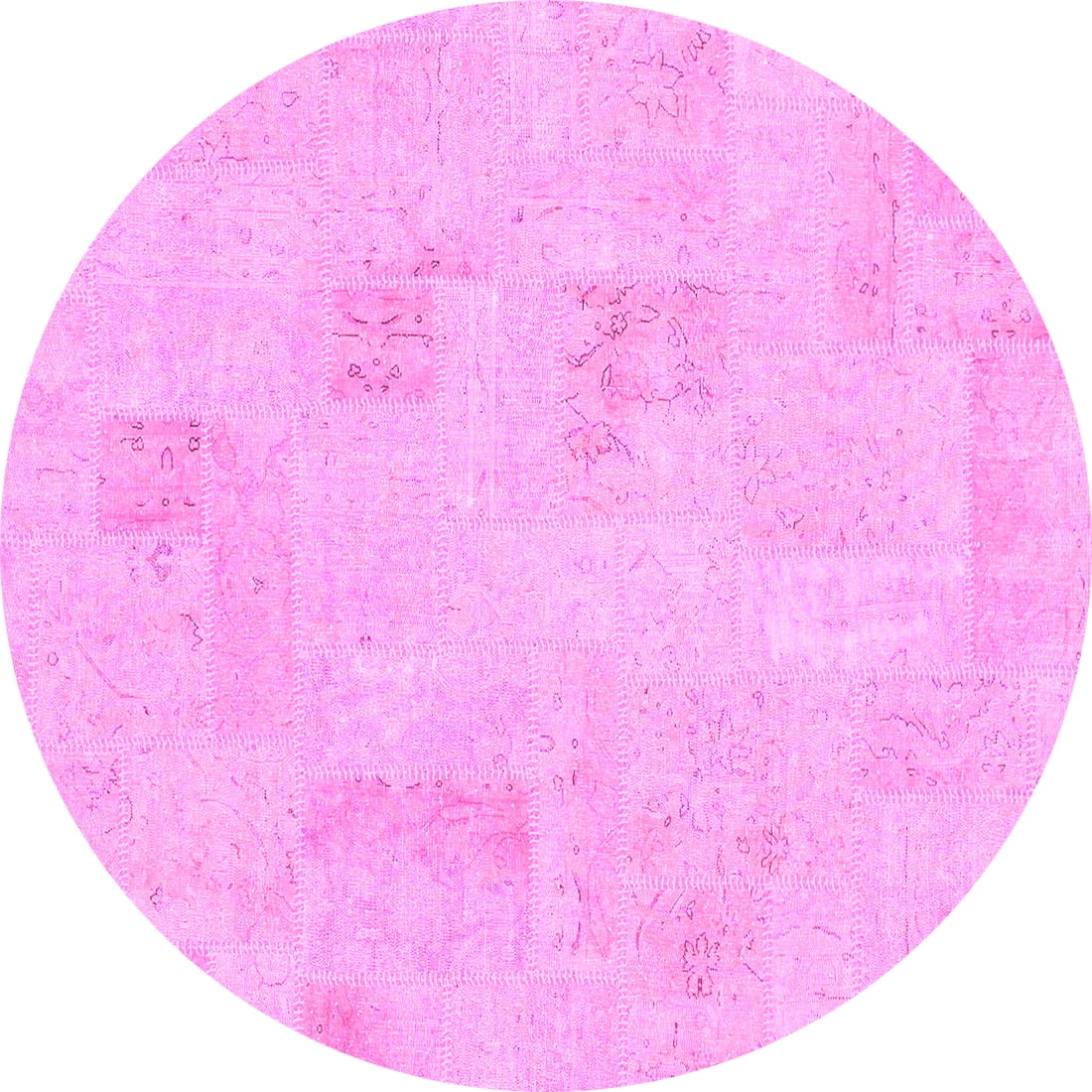 Ahgly Company Indoor Round Solid Pink Modern Area Rugs, 7' Round ...
