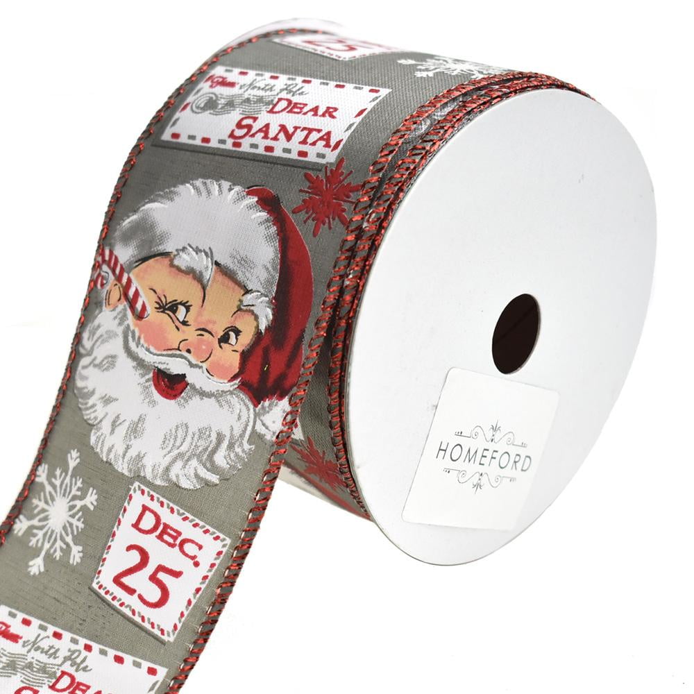 Vintage Santa Claus Wired Christmas Ribbon, 2-1/2-Inch, 10-Yard ...