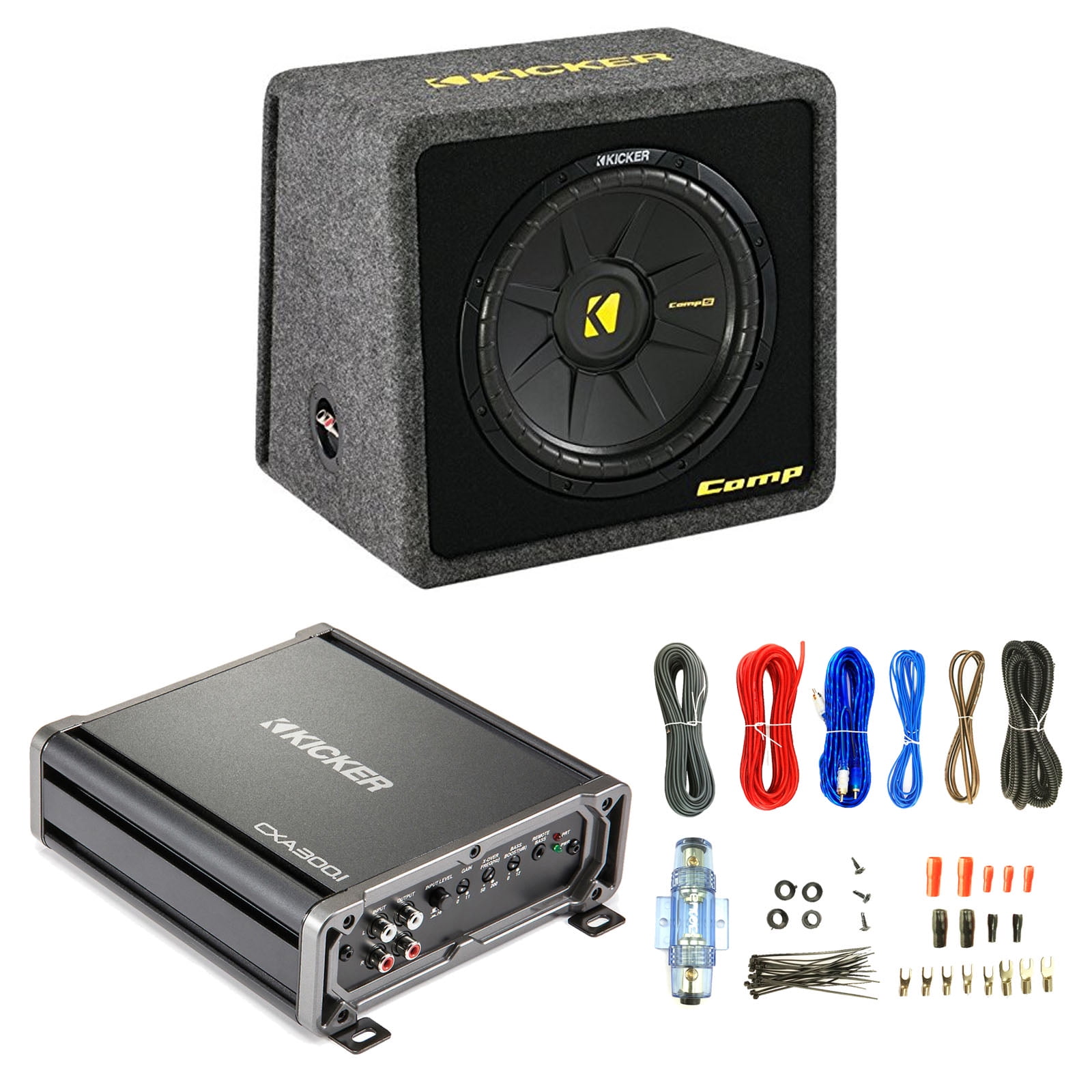 Kicker VCompS 12 inch compS Series Angled Vented Loaded SubWoofer ...