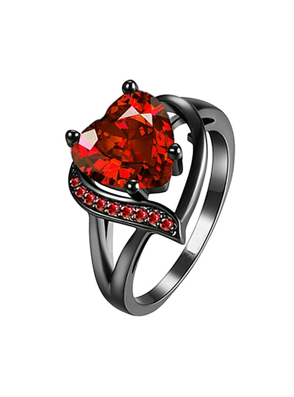 Black Red Engagement Ring