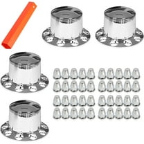33mm Chrome ABS Flat Top Hub Cover Kit Axle Cover with 33mm Thread-on ...