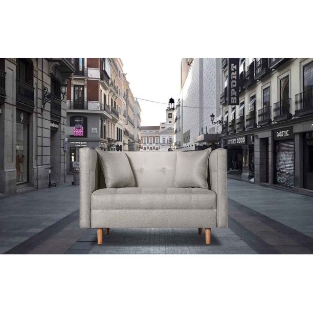Sofá Love Seat 2 Plazas De Lino Gris Claro Modelo Milliani | Bodega Aurrera en línea
