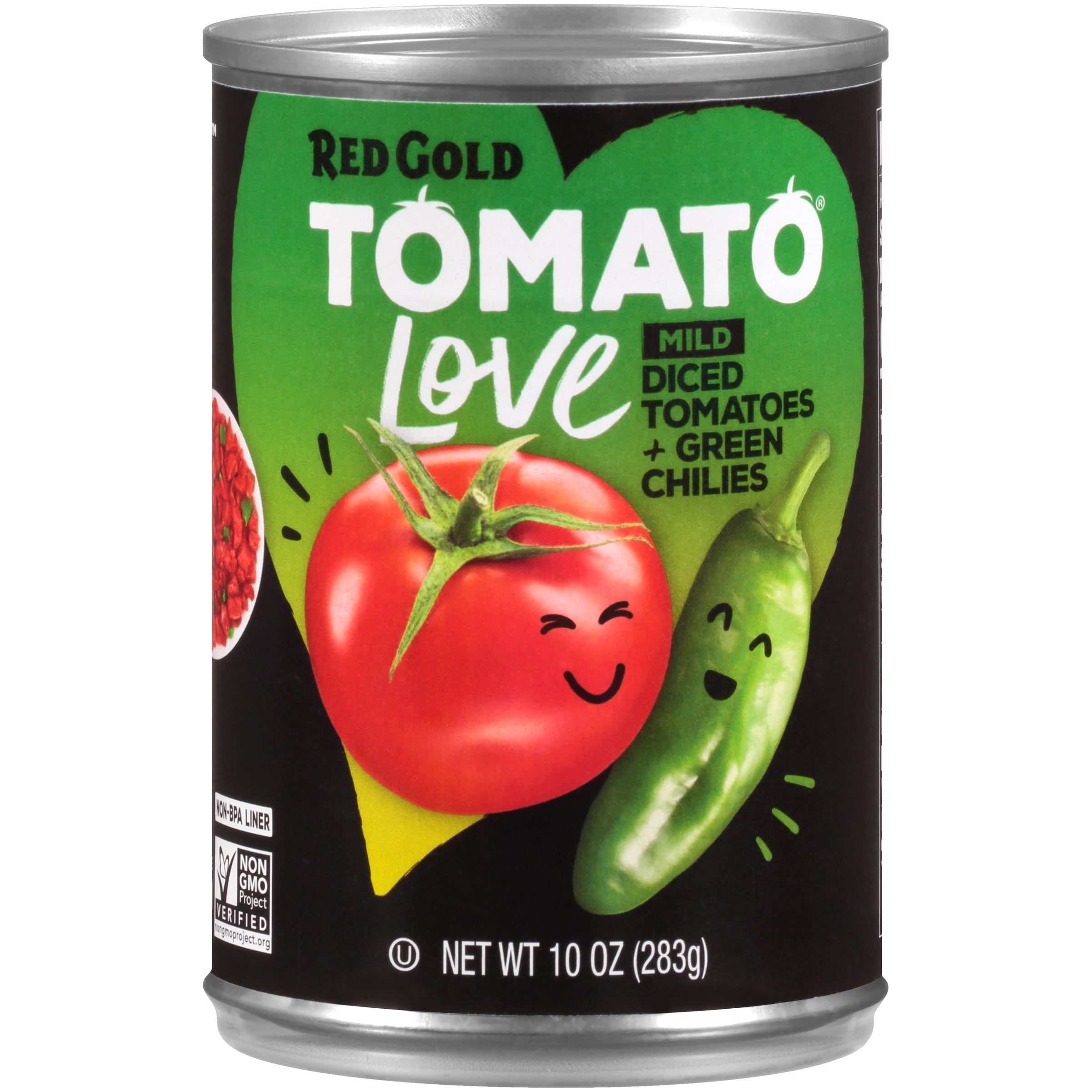Red Gold Tomato Love Mild Diced Tomatoes + Green Chilies 10oz – Walmart ...