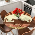 Western Cowboy Riding Horse Round Fitted Tablecloth with Elastic Edge ...