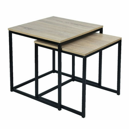 OAK NESTING TABLE SET - 17" X 17" / 15.7" X 15.7" | Walmart Canada