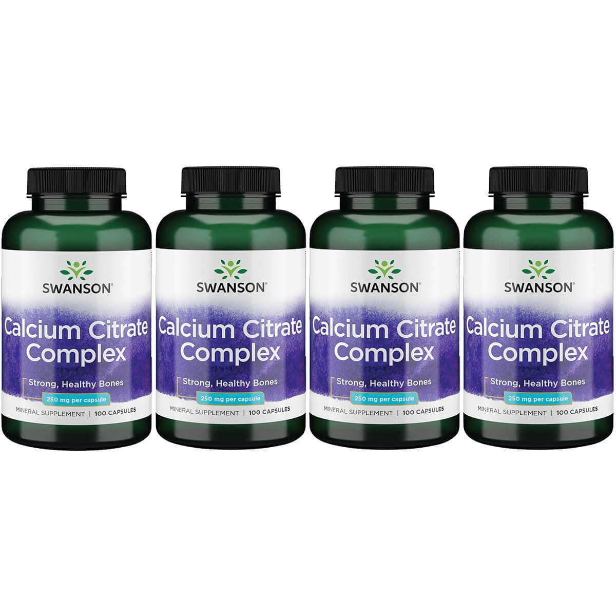 Swanson Calcium Citrate Complex 250 mg 100 Caps 4 Pack - Walmart.com