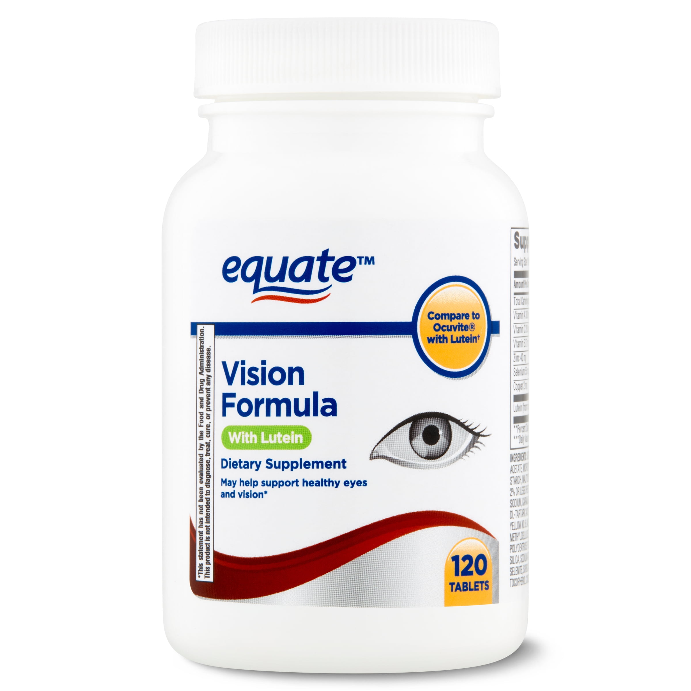 Equate Vision Formula with Lutein Tablets Dietary Supplement, 120 Count ...