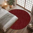 Dark Red 3.3ft Round Rug, Farmhouse Burlap Solid Red Color Modern Linen ...