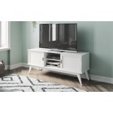 Draper 60 inch Wide Solid Wood Mid Century Low TV Stand in Black For ...