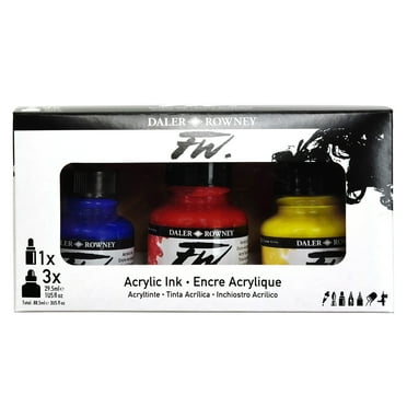 Daler-Rowney FW Acrylic Artists Ink Set, Primary Colors Set - Walmart.com