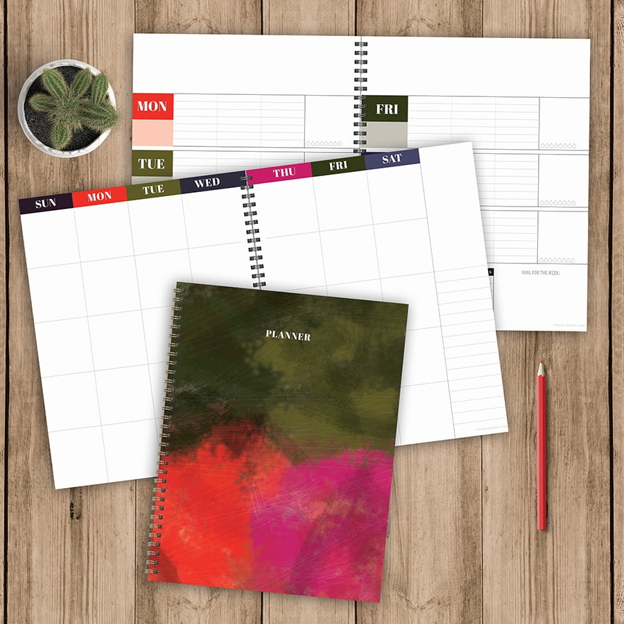 Watercolor Bold Undated Large Weekly Spiral Planner - Walmart.com