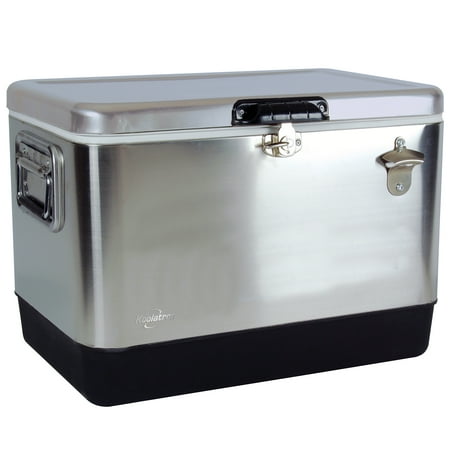 Koolatron Stainless Steel Ice Chest Cooler w Bottle Opener, 51L (54 qt ...