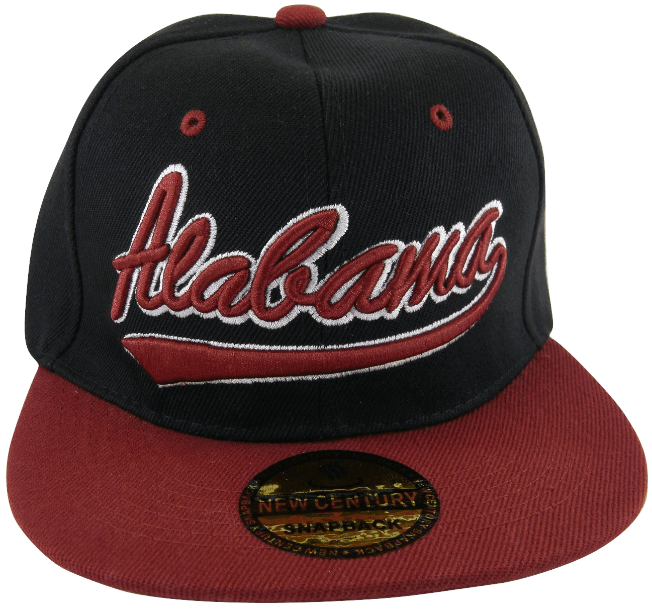 Alabama Men's Adjustable Snapback Baseball Cap (Black/Crimson Cursive ...