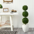 Nearly Natural 3.5' Boxwood Triple Ball Artificial Topiary in Planter ...