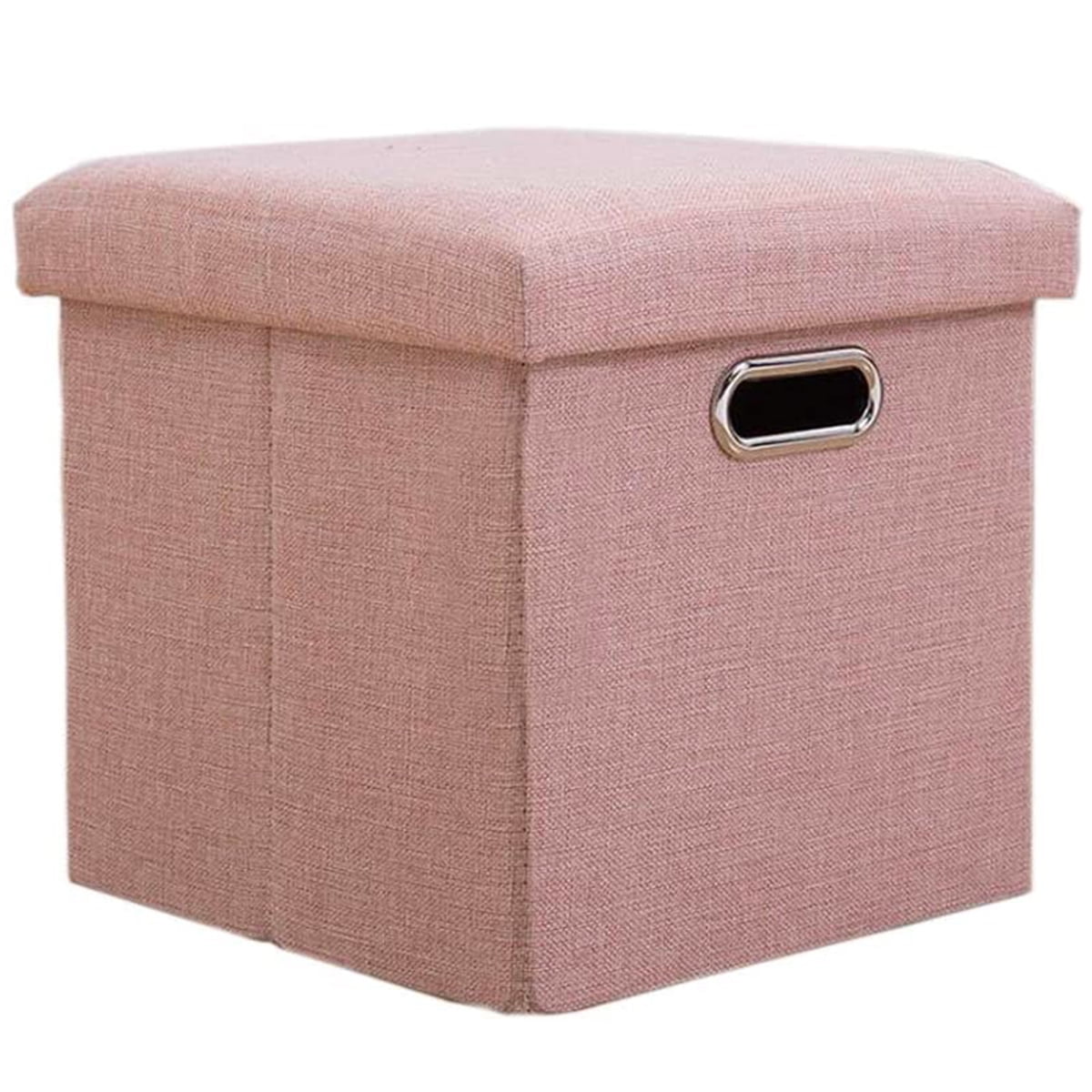 Folding Storage Ottoman Cube 12'' Linen Foot Rest Stool Pouffe Lounge ...
