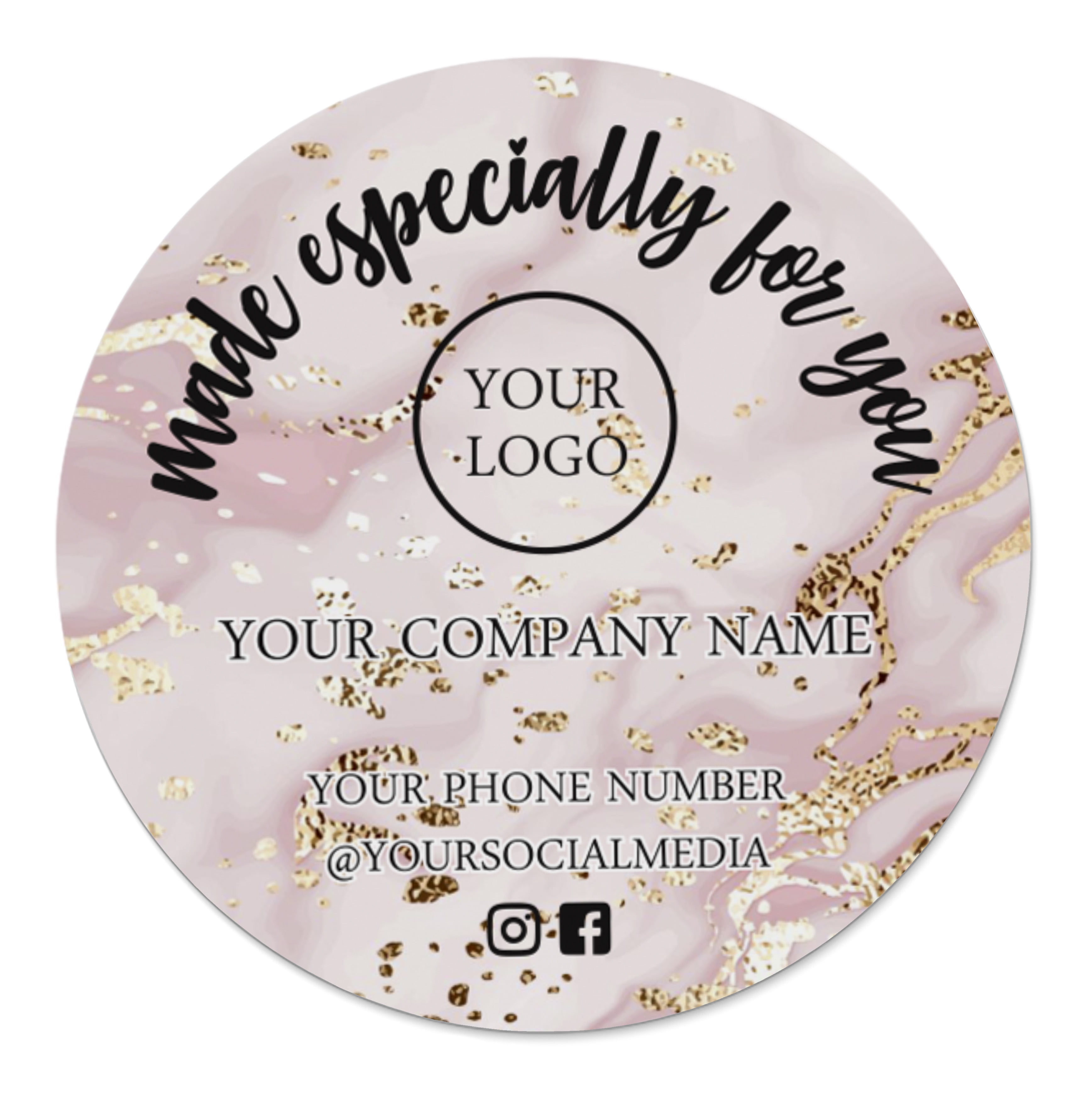 Printtoo Label Stickers for Small Business -50 RoundCustom Vinyl ...